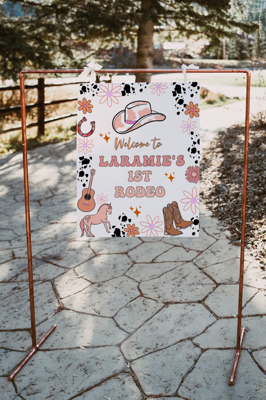 1st Rodeo Girl Birthday Welcome Sign | Space Cowgirl First Birthday ...