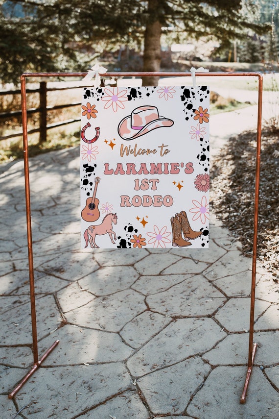 1st Rodeo Girl Birthday Welcome Sign Space Cowgirl First - Etsy