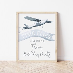 Airplane Birthday Welcome Sign | Time Flies Vintage Plane 1st Birthday ...