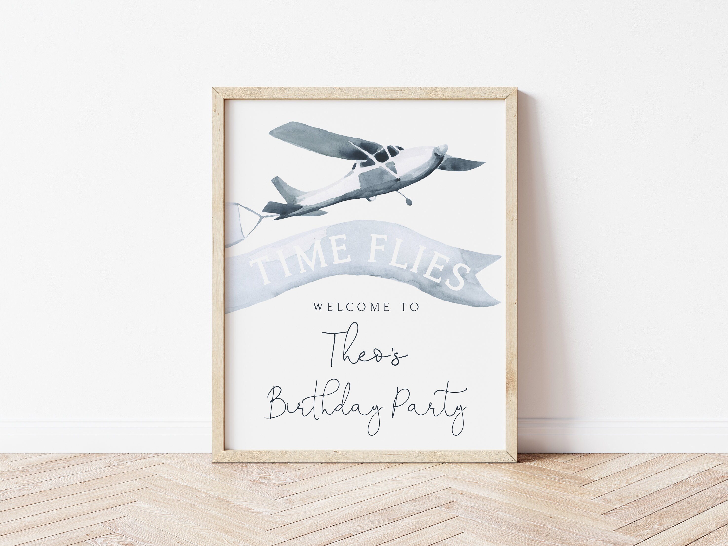 Airplane Birthday Welcome Sign | Time Flies Vintage Plane 1st Birthday ...