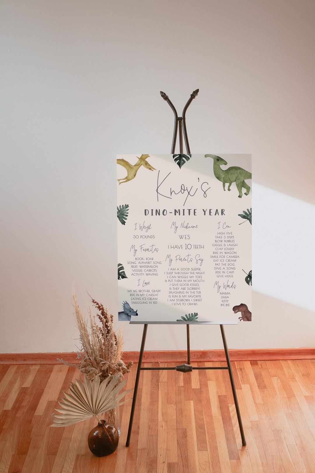 Dinosaur Milestone Board Template | Editable Dino Birthday Printable ...