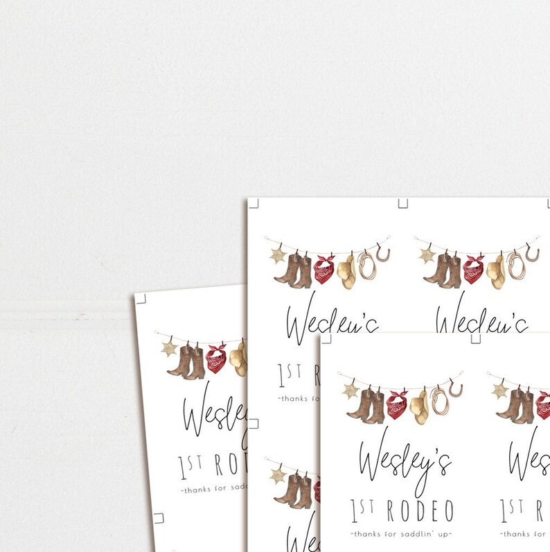 1st Rodeo Thank You Favor Tag Template Red Cowboy 1st - Etsy