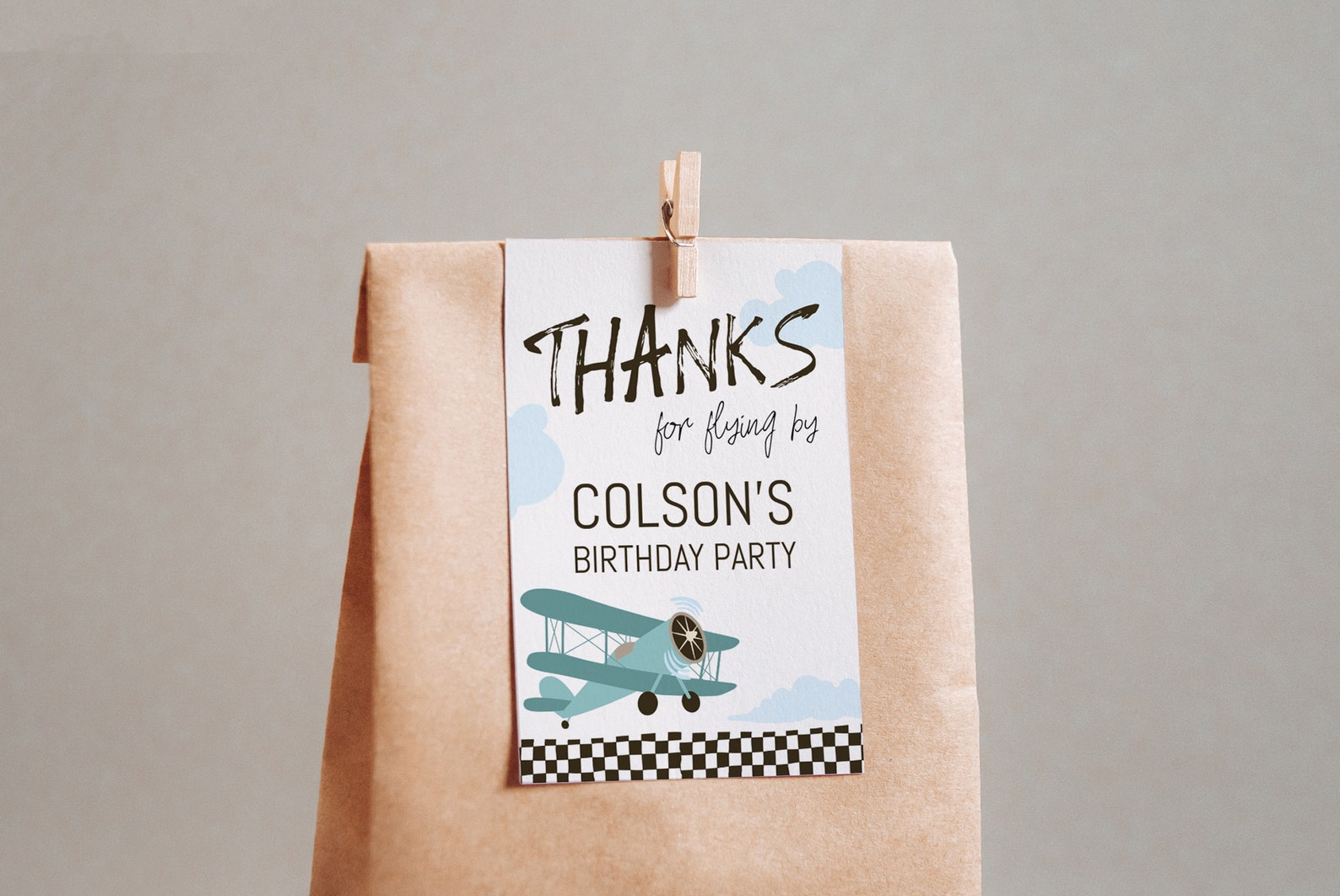 Airplane Thank You Favor Tag Template | Editable Thanks for Flying by ...