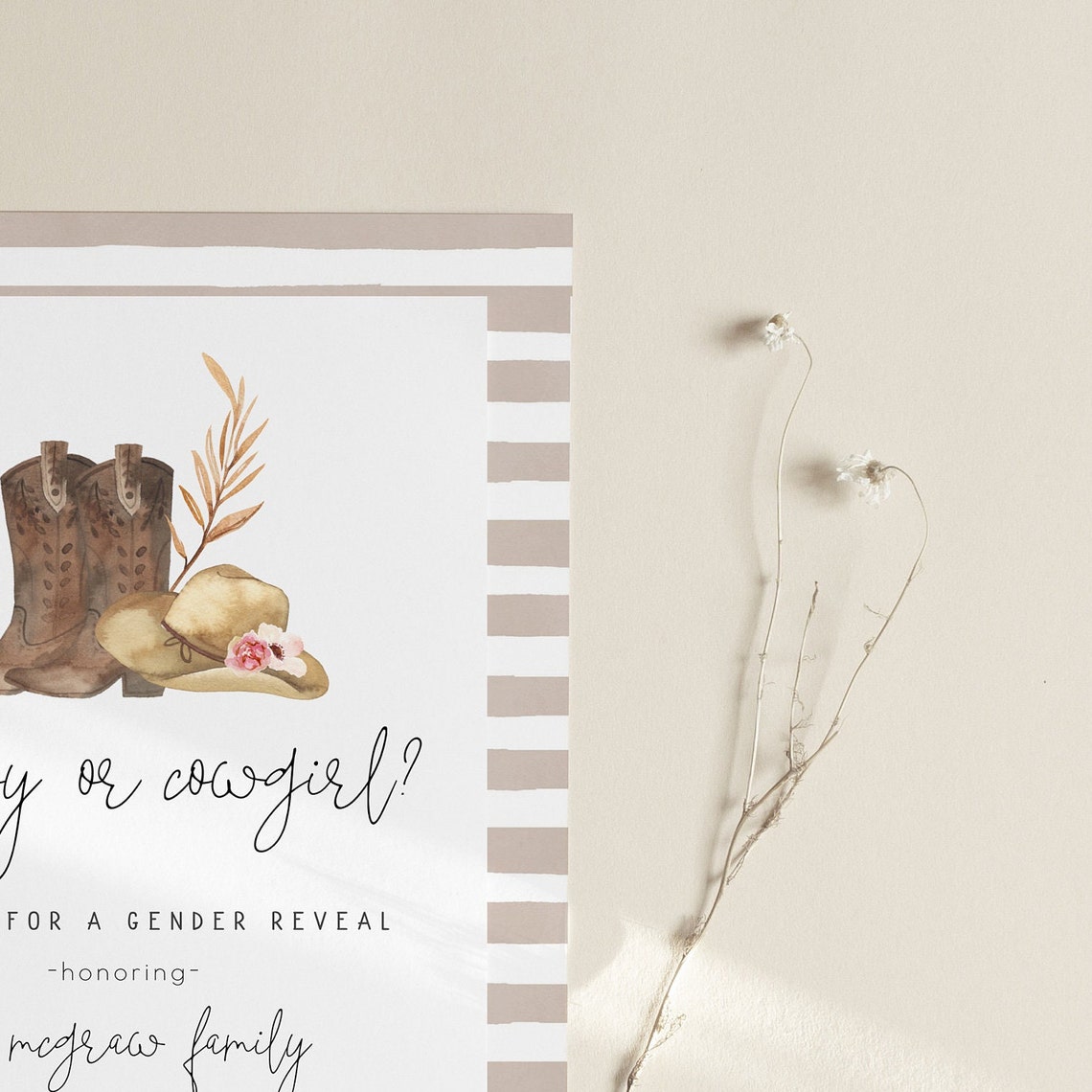 Cowboy or Cowgirl Gender Reveal Invitation Western Gender - Etsy