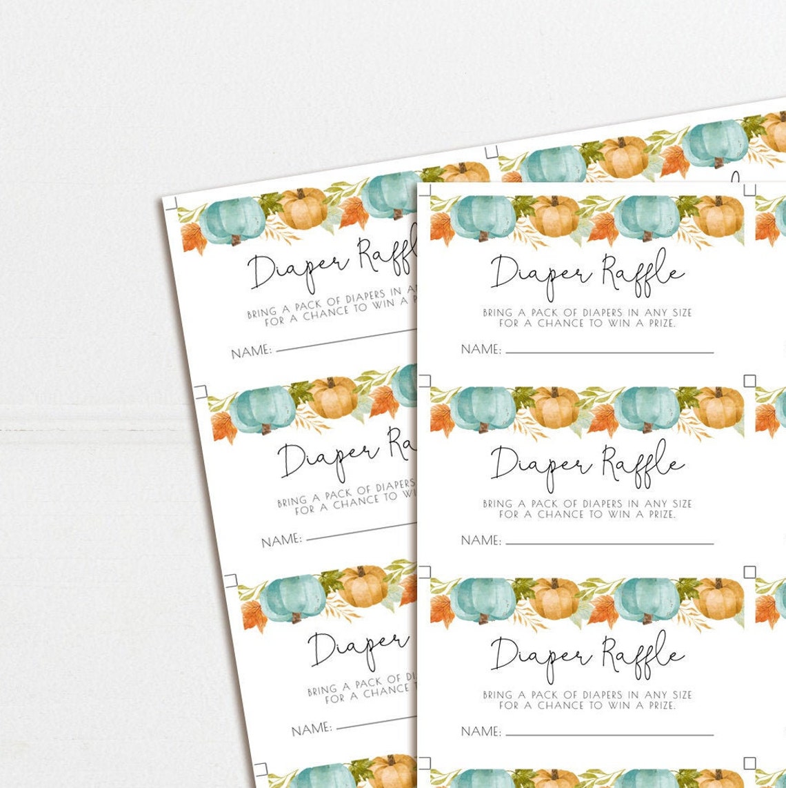 Pumpkin Diaper Raffle Ticket Little Pumpkin Boy Baby Shower | Etsy