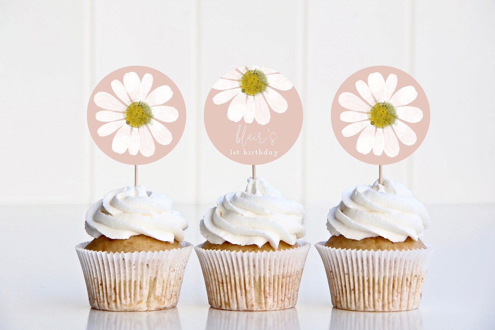Daisy Cupcake Topper Template Pink Daisy Cupcake Birthday - Etsy