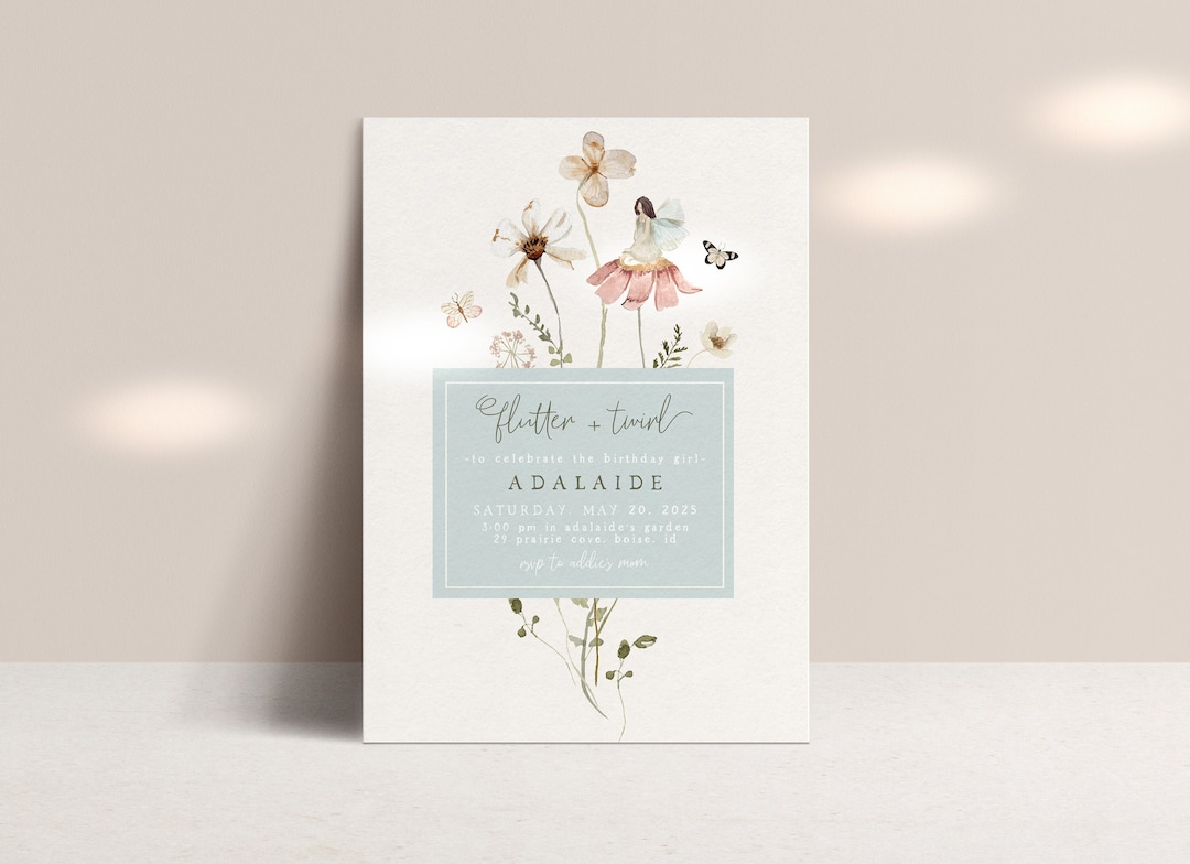 Flutter & Twirl Fairy Birthday Invitation Template | Girl Fairy ...