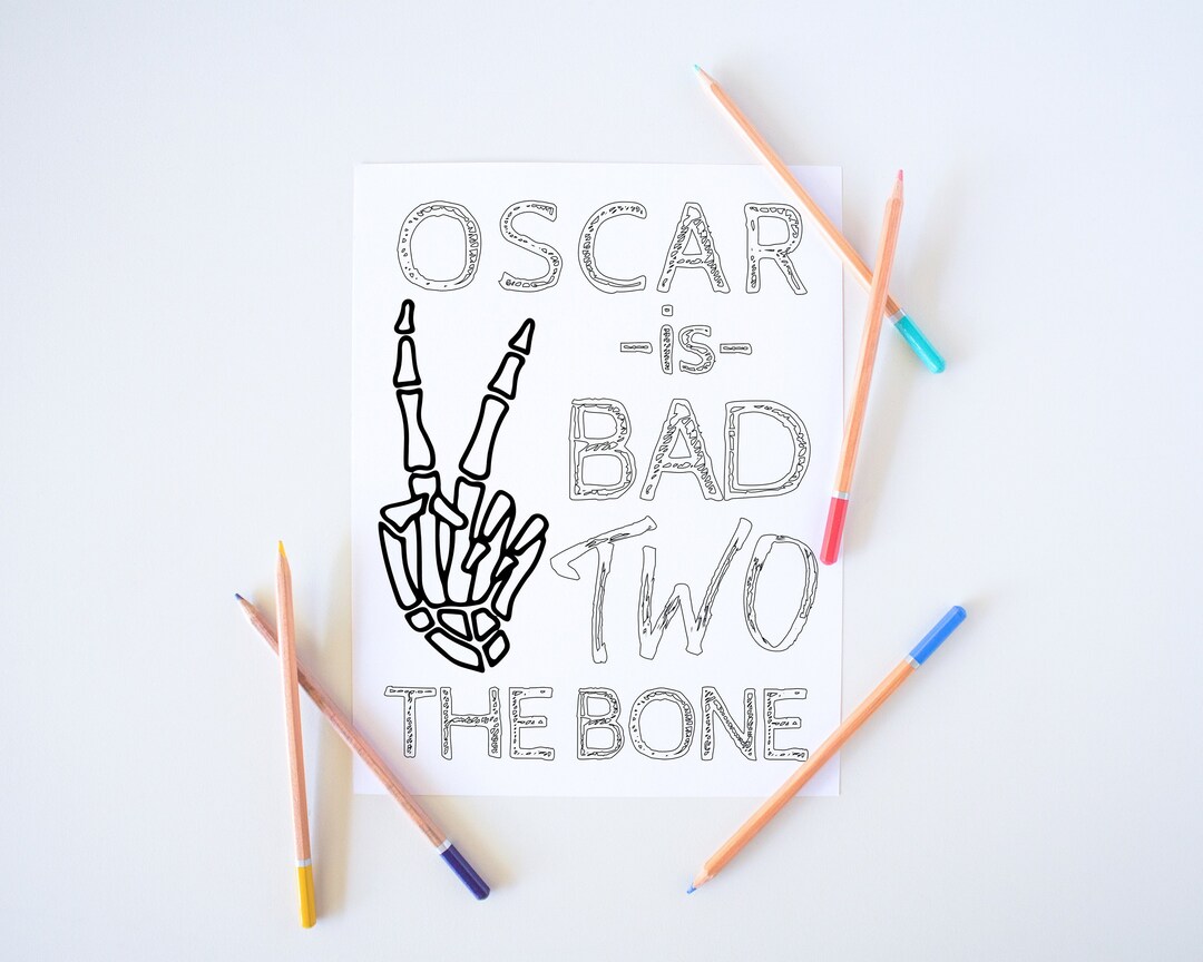 Bad TWO the Bone Coloring Sheet Template | Editable 2nd Birthday ...