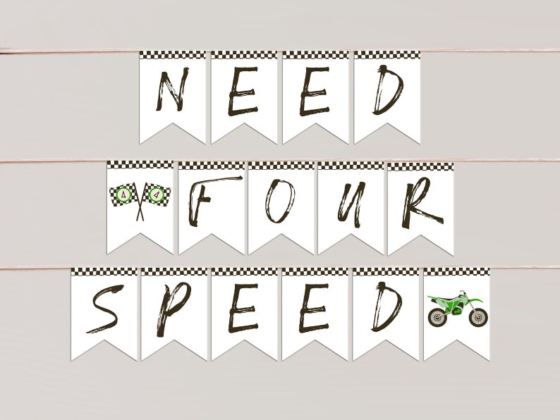 Dirt Bike Need FOUR Speed Birthday Bundle Editable Template Package ...