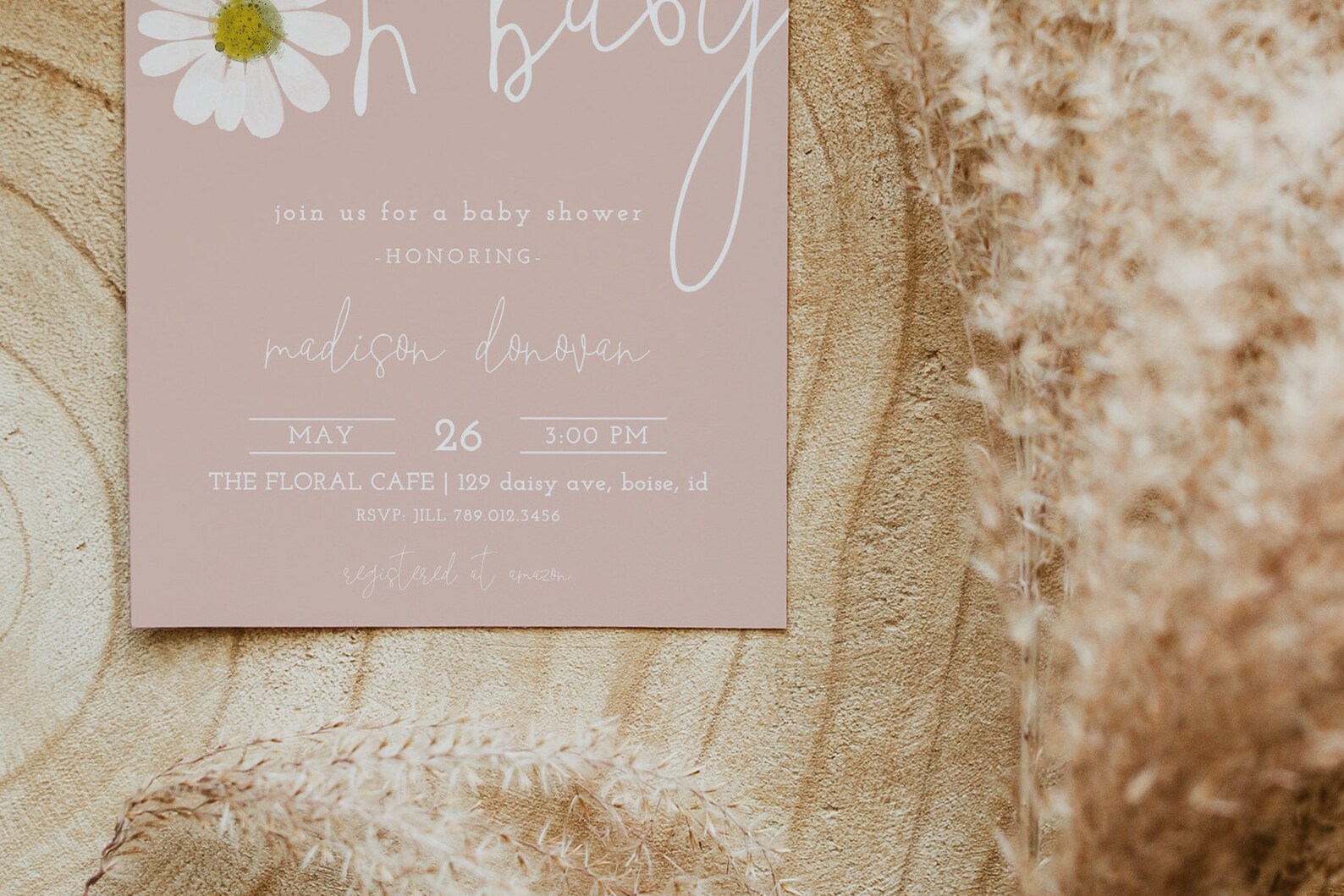 Daisy Baby Shower Invitation Pink Daisy Girl Baby Sprinkle | Etsy