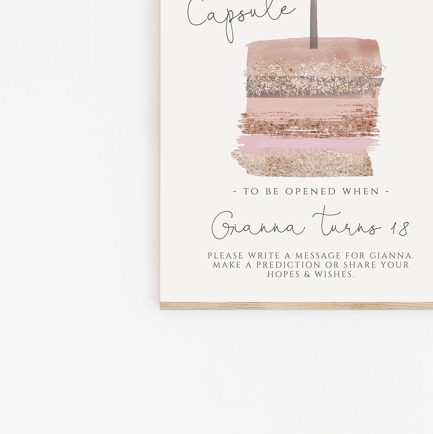 Pink 1st Birthday Time Capsule Sign Template Pink Cake First - Etsy