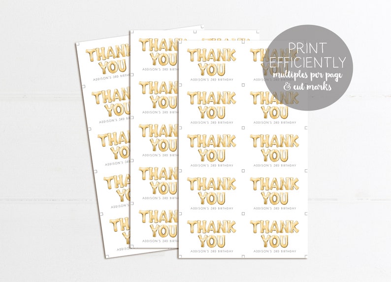 Gold Thank You Favor Tag | Golden Birthday Printable THANK YOU Gift Tag ...