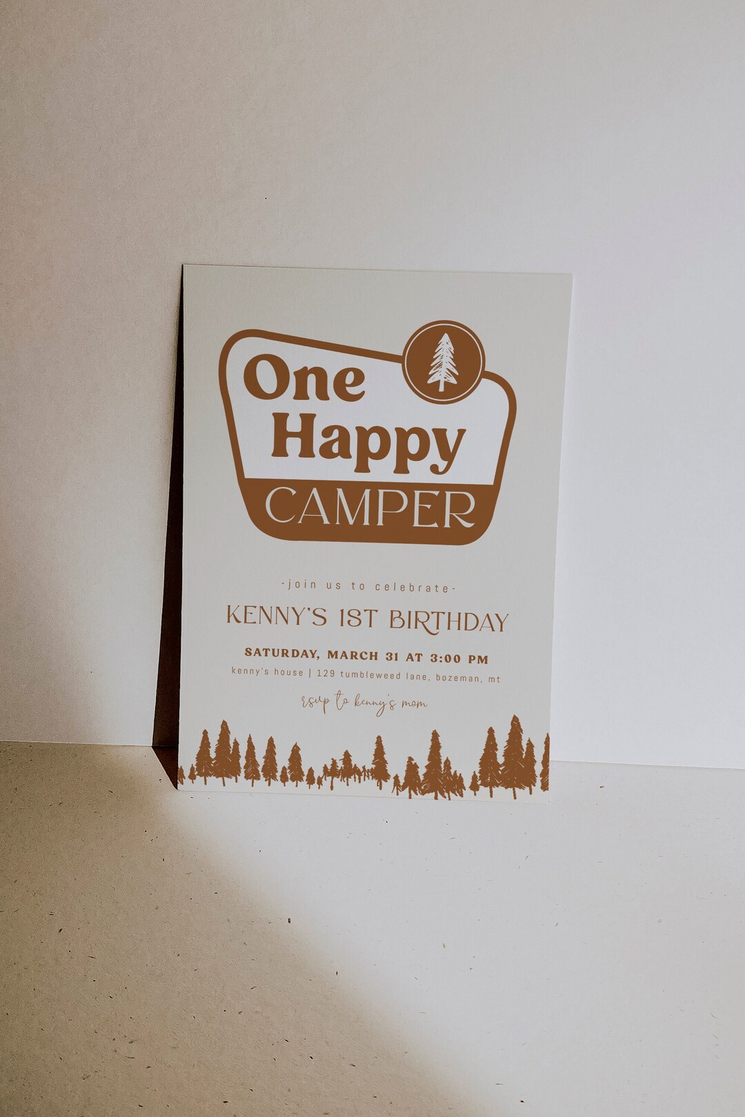 Editable One Happy Camper Birthday Invitation Template - Etsy