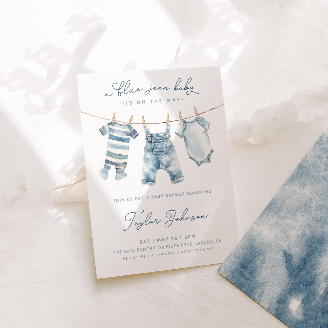 Blue Jean Baby Shower Invitation Template | Editable A Blue Jean Baby ...