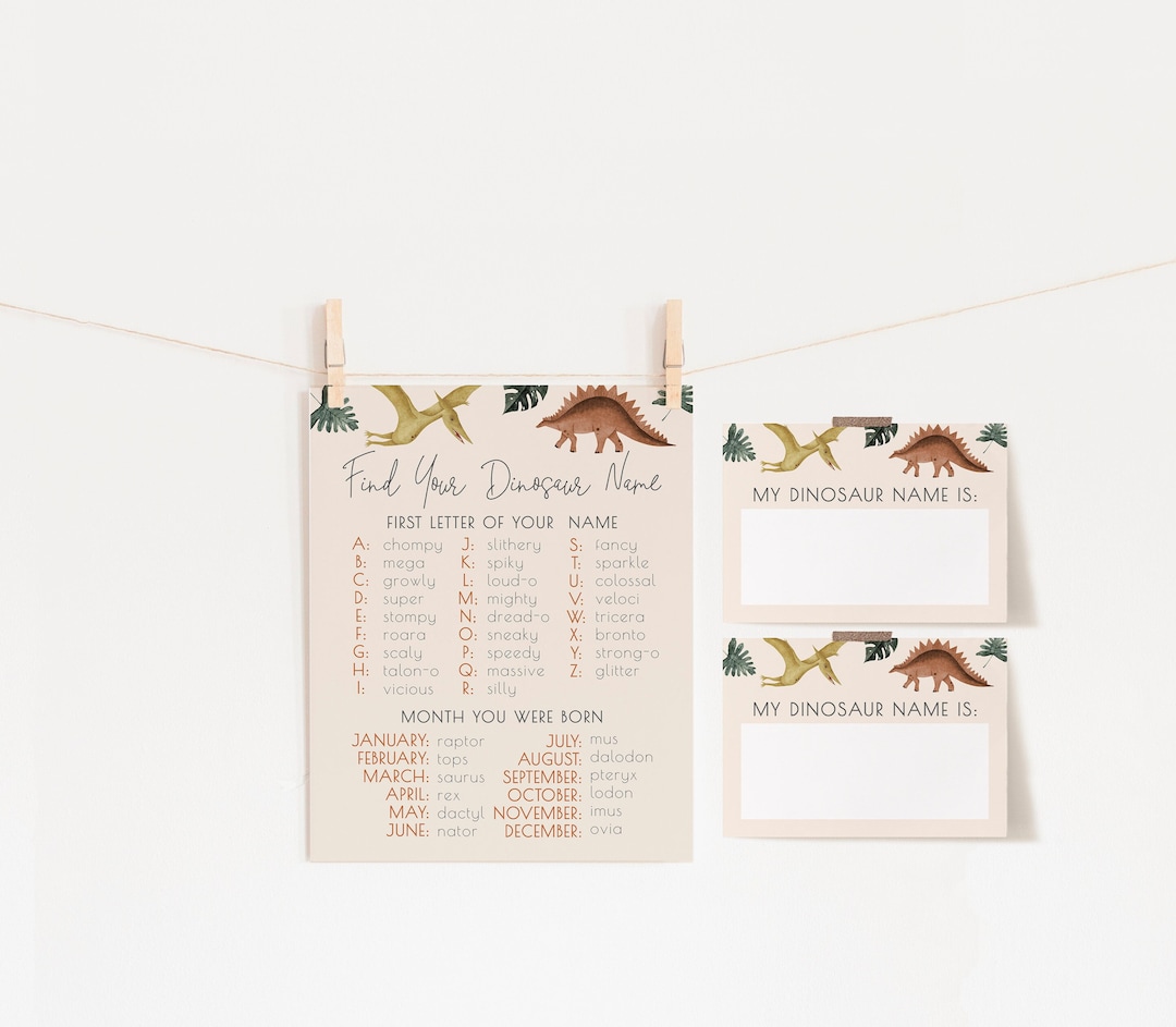 Dinosaur Name Game Template | Editable Dino Birthday Find Your Dinosaur ...