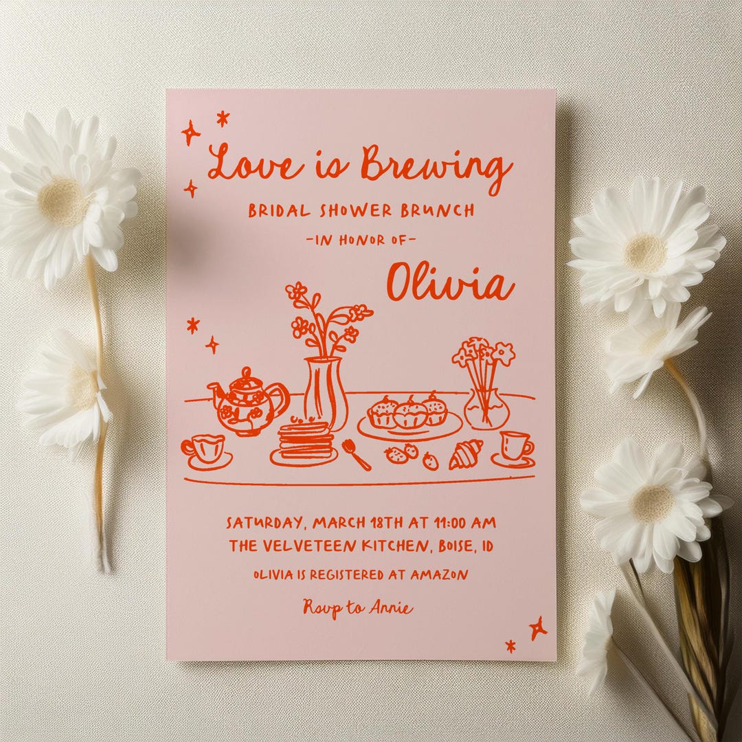 Love is Brewing Bridal Shower Invitation Template | Editable Coffee ...