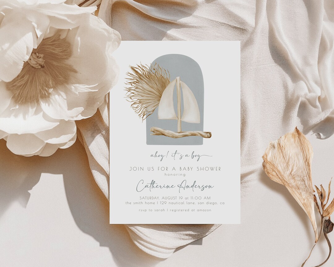 Editable Nautical Baby Shower Invitation Template | Ahoy! It's a Boy ...