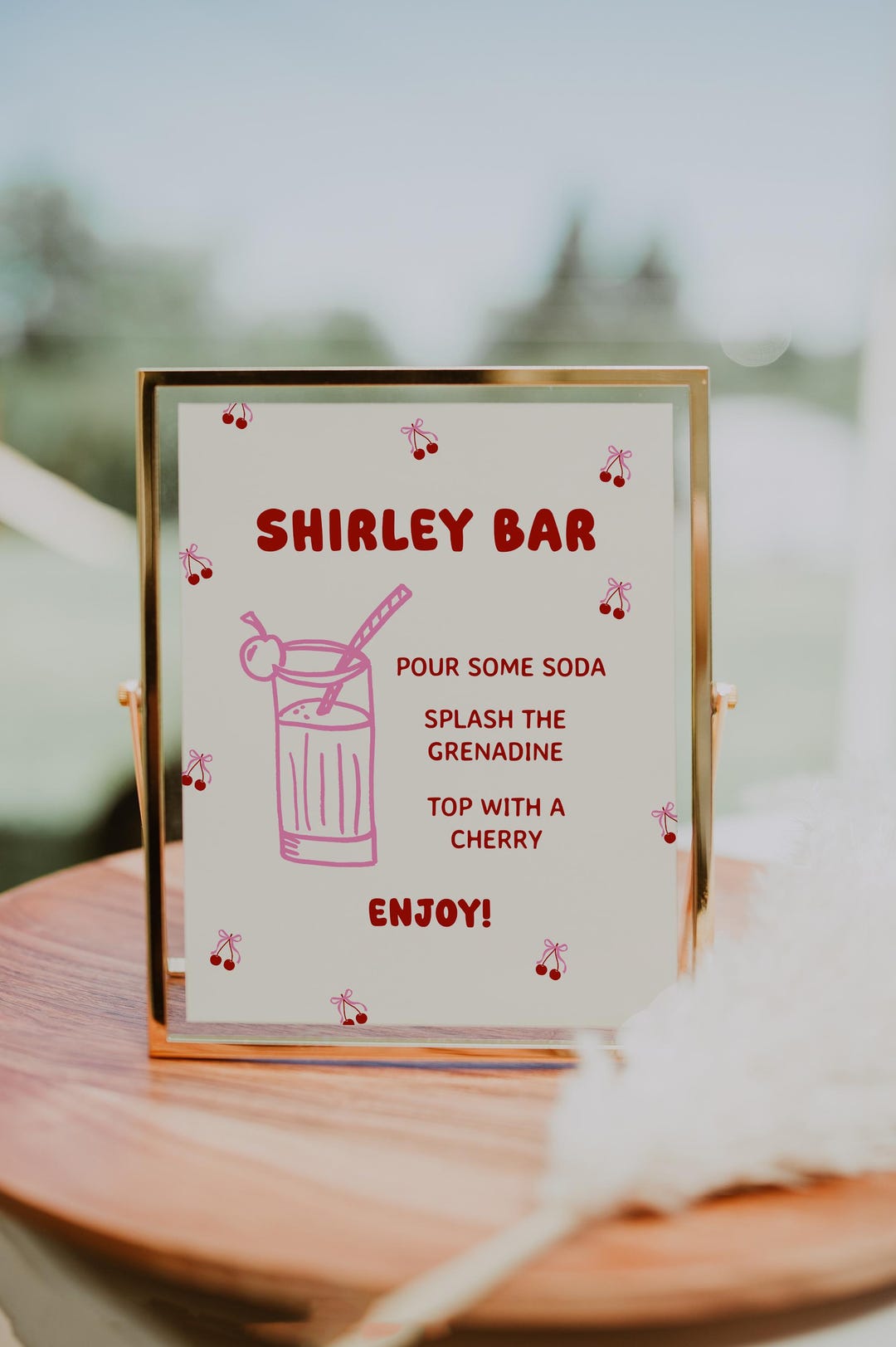 Shirley Temple Bar Sign Template | DIY Editable Cherry Mocktail Sign ...