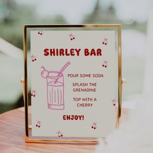 Shirley Temple Bar Sign Template | DIY Editable Cherry Mocktail Sign ...