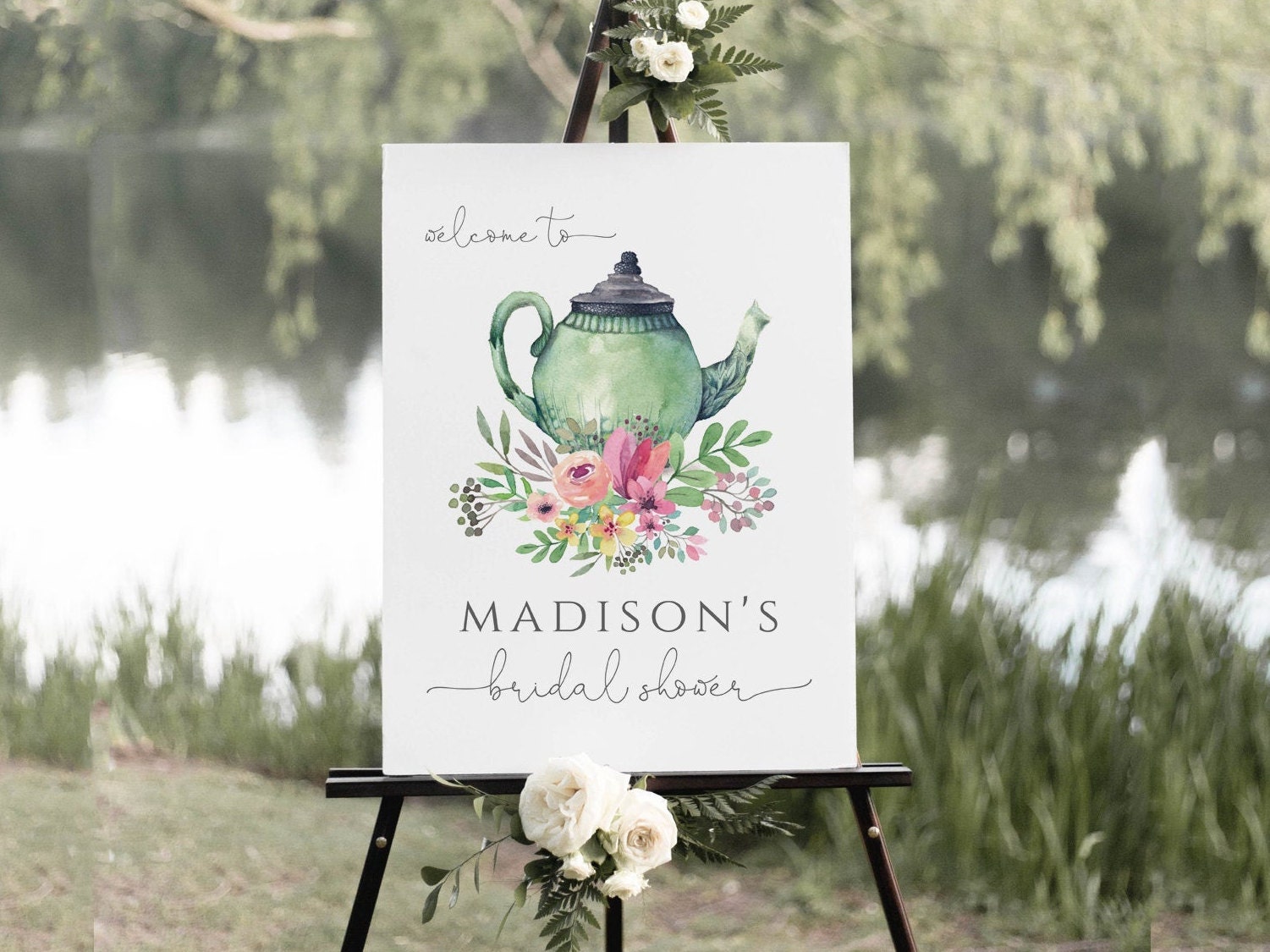 Tea Party Welcome Sign Template | Bridal Shower Welcome Editable ...