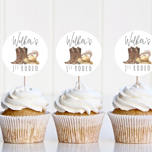 1st Rodeo Cupcake Topper Template Western Cowboy Cupcake - Etsy