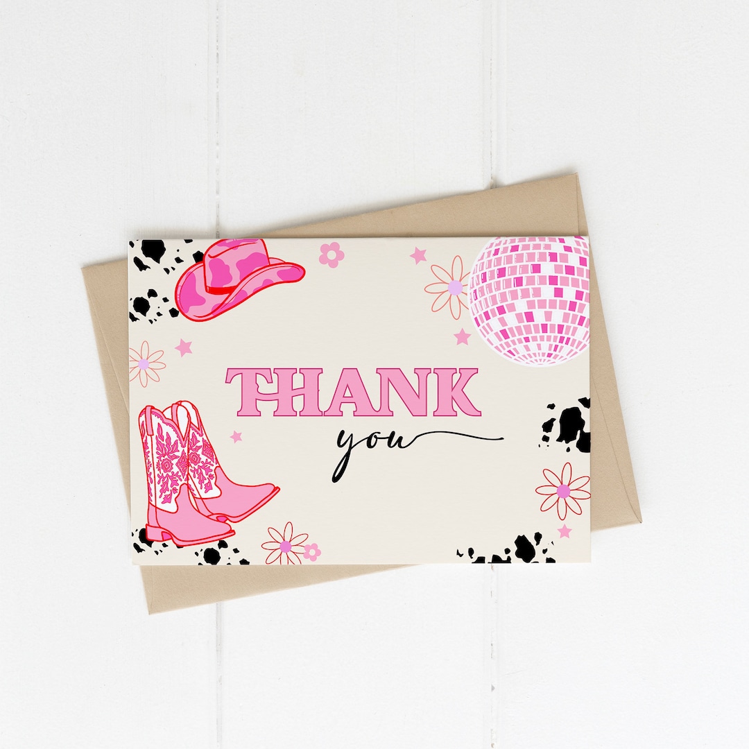 Cowgirl Thank You Card Editable Template | Girl Rodeo Birthday ...