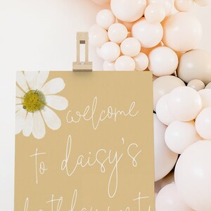 Daisy Welcome Sign Template Yellow Daisy Birthday Party Editable ...