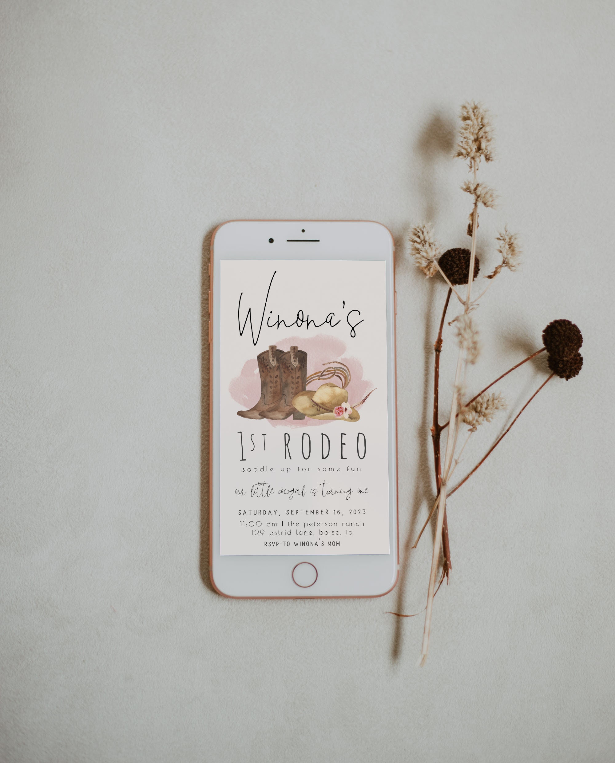 1st Rodeo Birthday Party Text Invitation Cowgirl Bday - Etsy