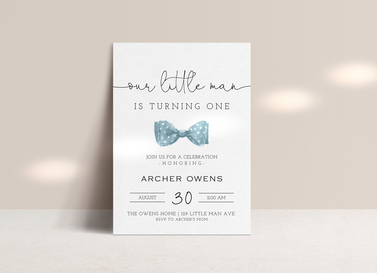 Little Man 1st Birthday Party Invitation Editable Template | Blue ...