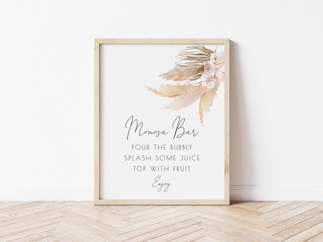 Pampas Grass Momosa Sign Baby Shower Pink Pampas Grass Baby - Etsy