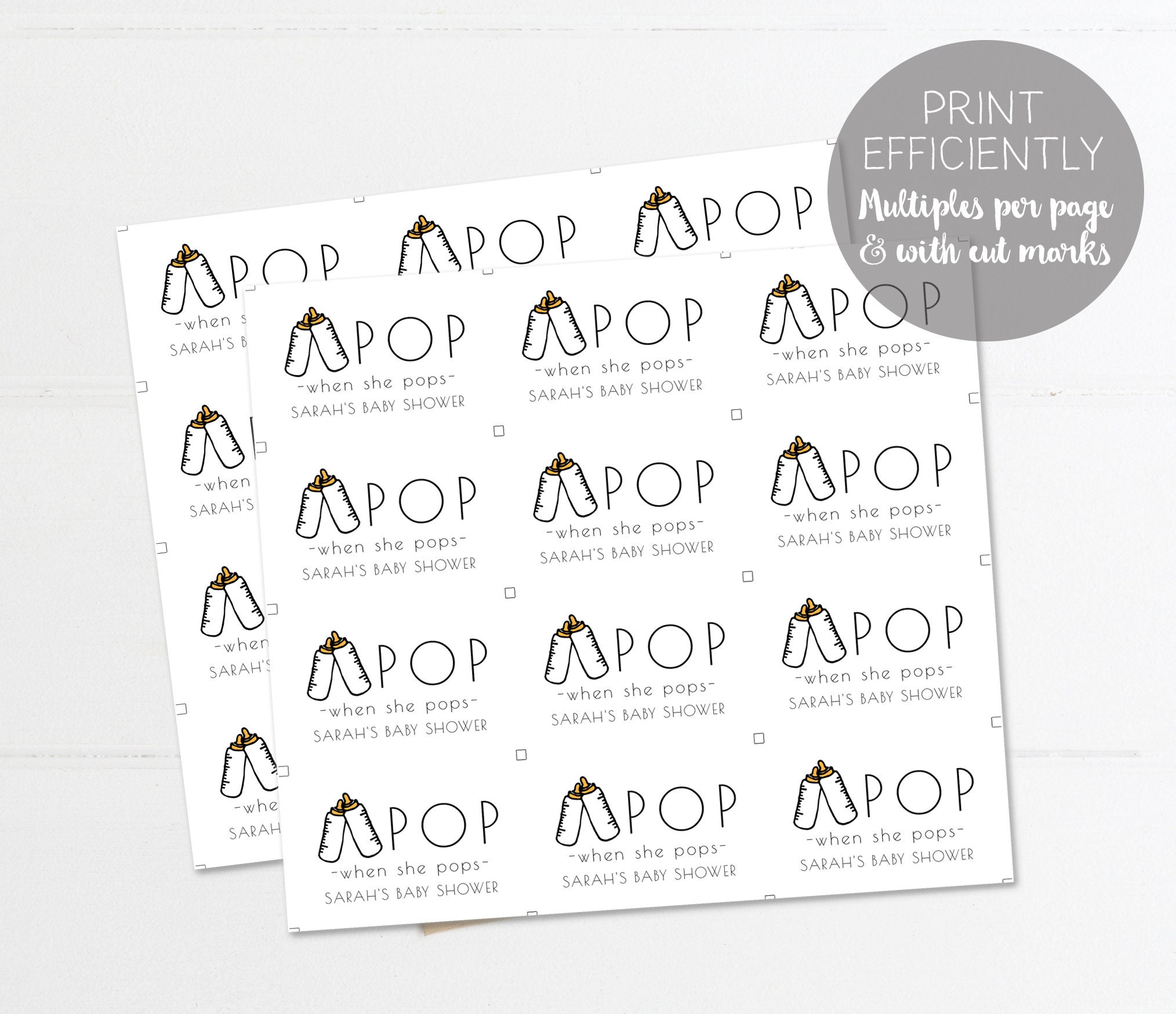 Pop When She Pops Favor Tag Template Poppin' Bottles - Etsy