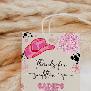 Cowgirl Favor Tag Template | Editable Disco Rodeo Girl Birthday Party ...