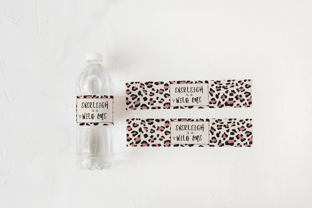 Wild One Water Bottle Label Template | Leopard Pink Birthday Party ...