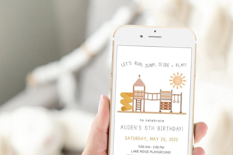 Playground Birthday Text Invitation Paperless Park Bday | Etsy