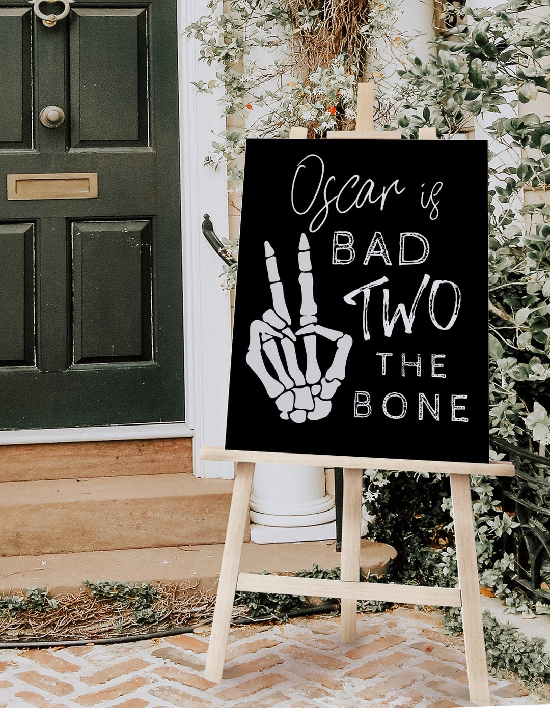 Bad TWO the Bone Welcome Sign Template | Editable Fall 2nd Birthday ...