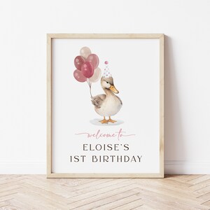 One Lucky Duck Birthday Welcome Sign Template | Editable Duck First ...