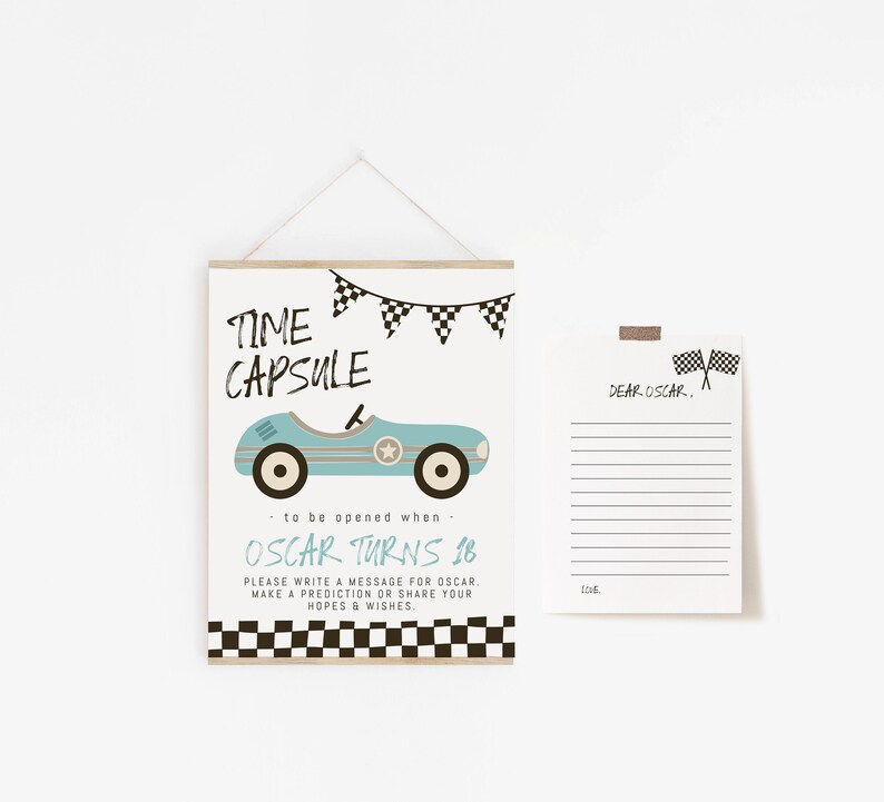 Race Car Time Capsule Birthday Template | Editable TWO Fast Birthday ...