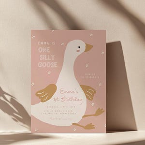 One Silly Goose Girl Birthday Invitation -editable Template | DIY ONE ...