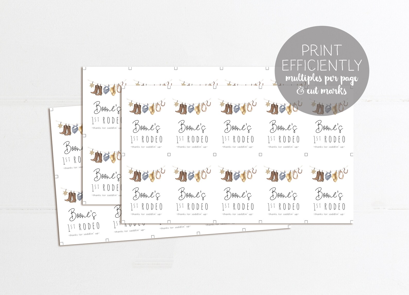 1st Rodeo Thank You Favor Tag Template | Cowboy 1st Birthday Printable ...