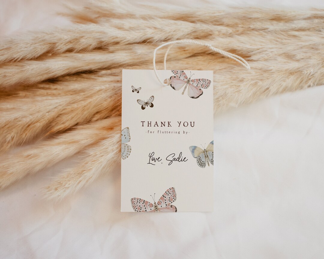 Butterfly Favor Tag Template | Editable Butterflies for Life Thank You ...