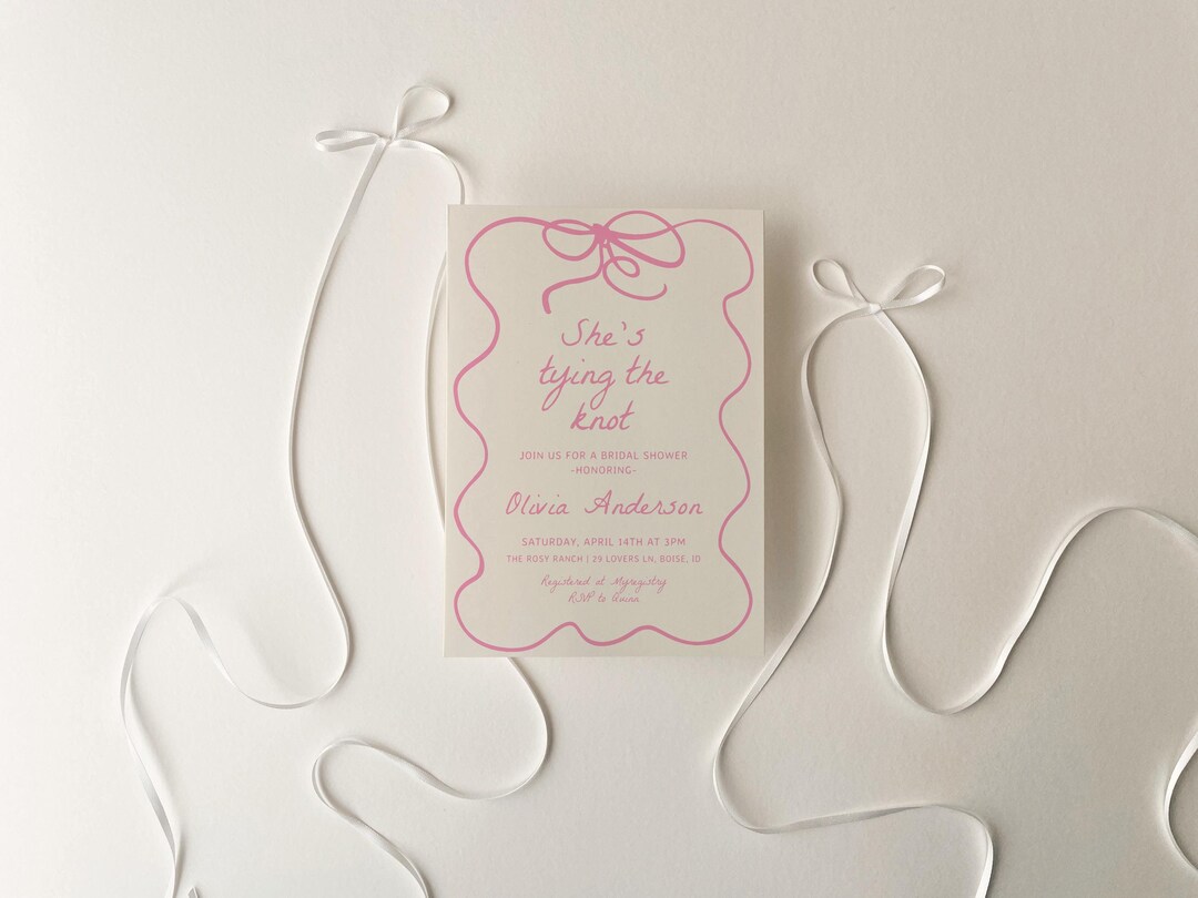 Tying the Knot Bridal Shower Invitation Template | Editable Hand Drawn ...