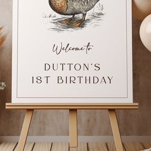 One Lucky Duck Birthday Welcome Sign Template | Editable Duck First ...
