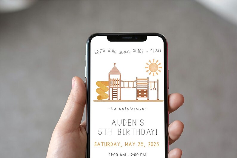 Playground Birthday Text Invitation Template Paperless Park - Etsy