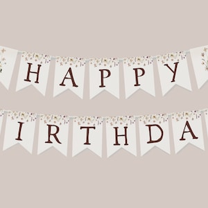 Wildflower Birthday Banner Template | Printable Little Wildflower Happy ...