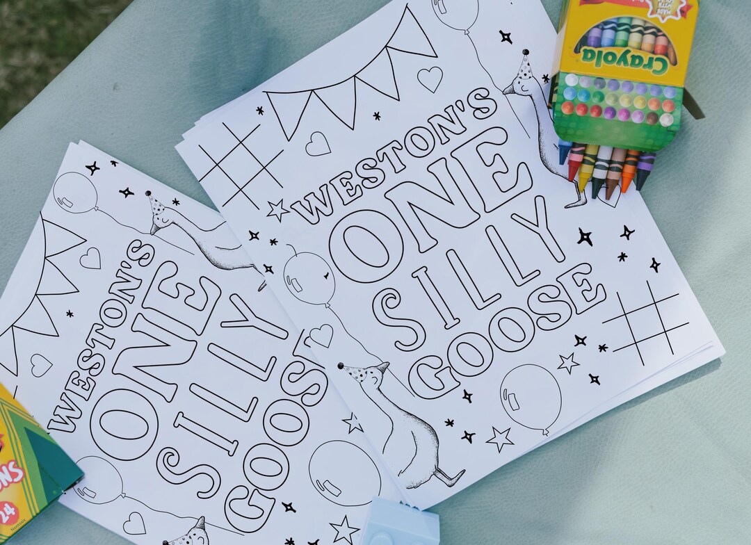 One Silly Goose Coloring Sheet Template | Editable Goose 1st Birthday ...