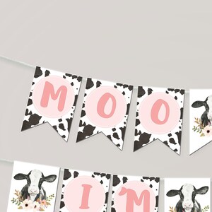 Moo Moo I'm Two Banner Template | Editable Holy Cow Girl 2nd Birthday ...