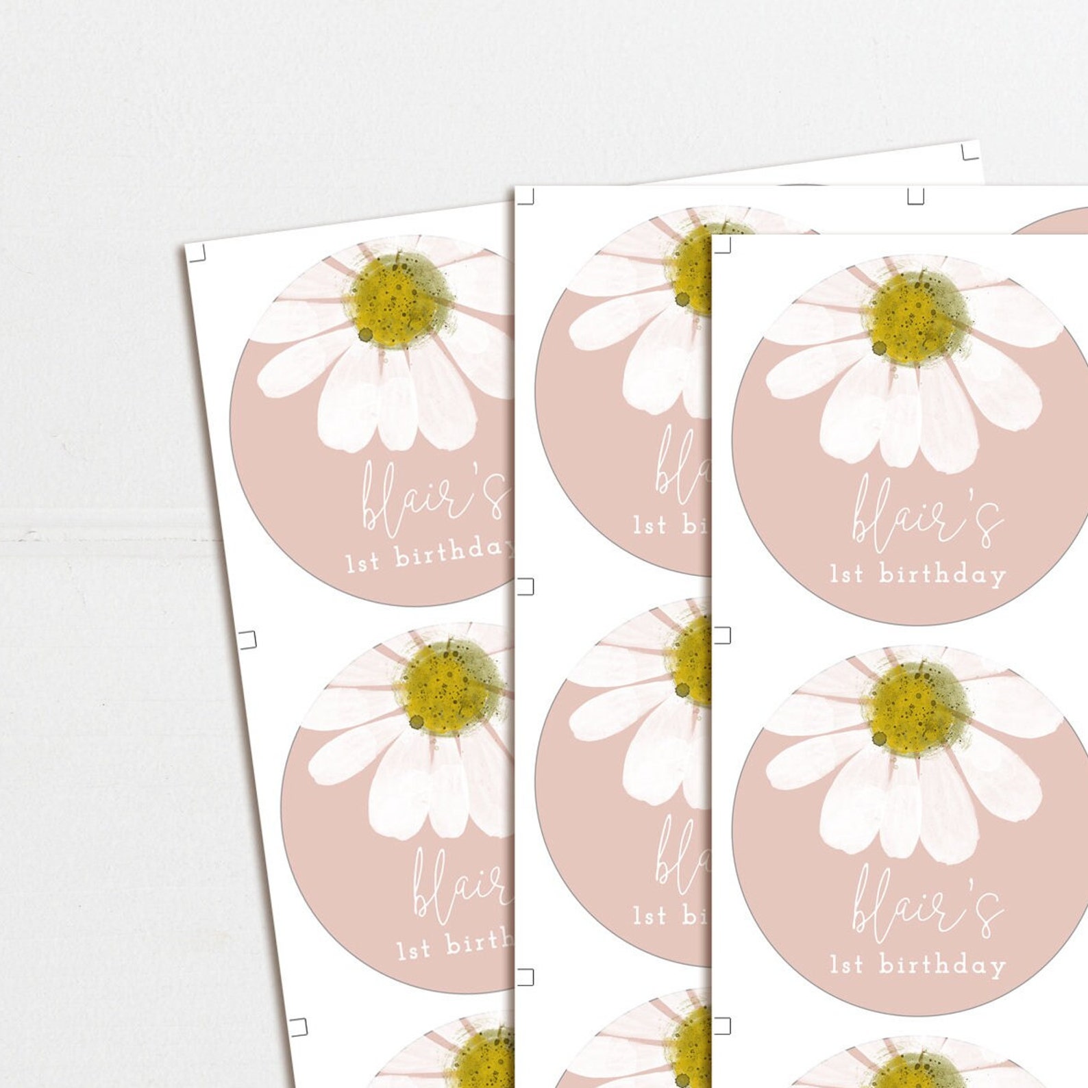 Daisy Cupcake Topper Template Pink Daisy Cupcake Birthday - Etsy