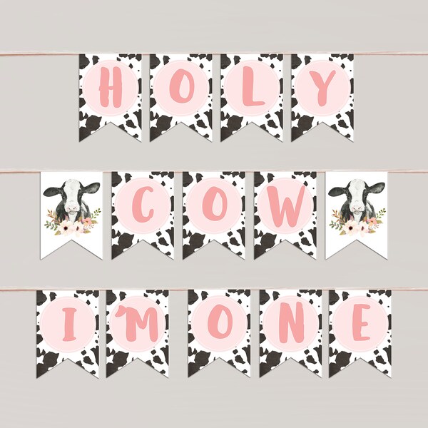 Girls Cow Birthday Banner - Etsy