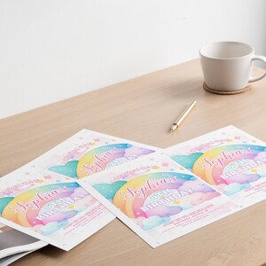 Editable Rainbow Birthday Invitation Template Magical Day Rainbow ...