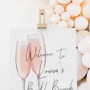 Brunch & Bubbly Welcome Sign Template | Pink Bridal Shower Decor ...